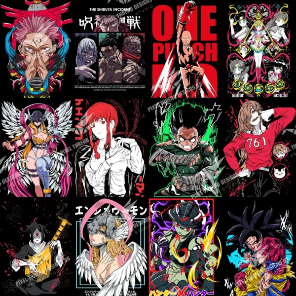 50K+ Premium Anime T-Shirt Design Bundle | EPS & PNG | Editable ...